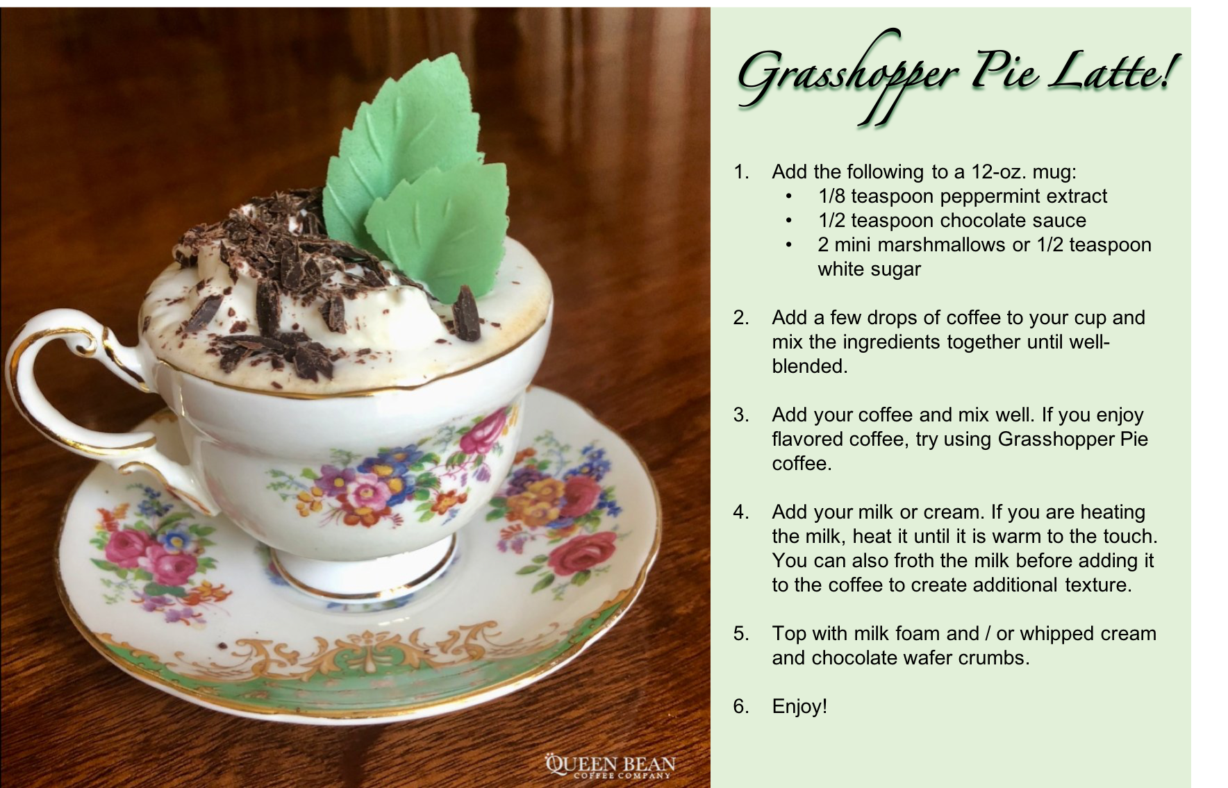 Grasshopper pie latte! – Coffee with the Queen
